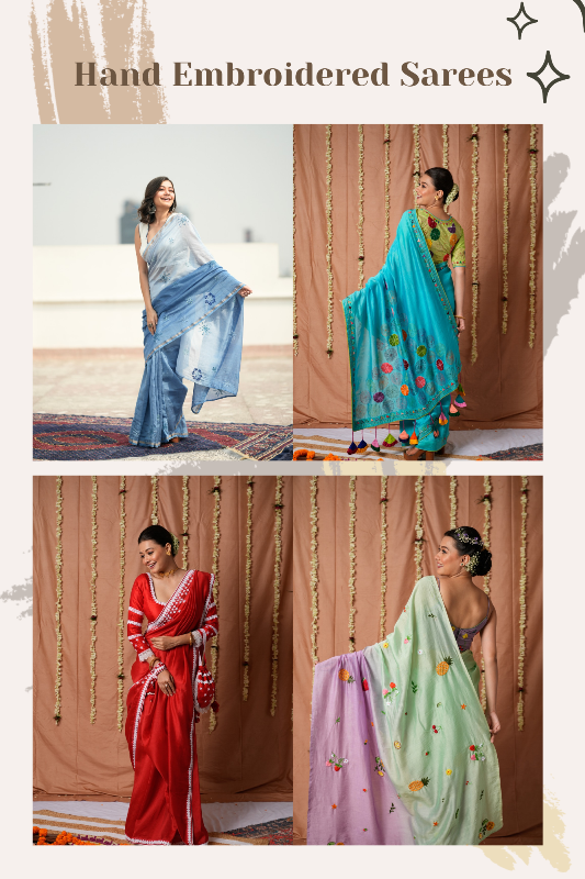 Hand Embroidered Sarees – Myraa